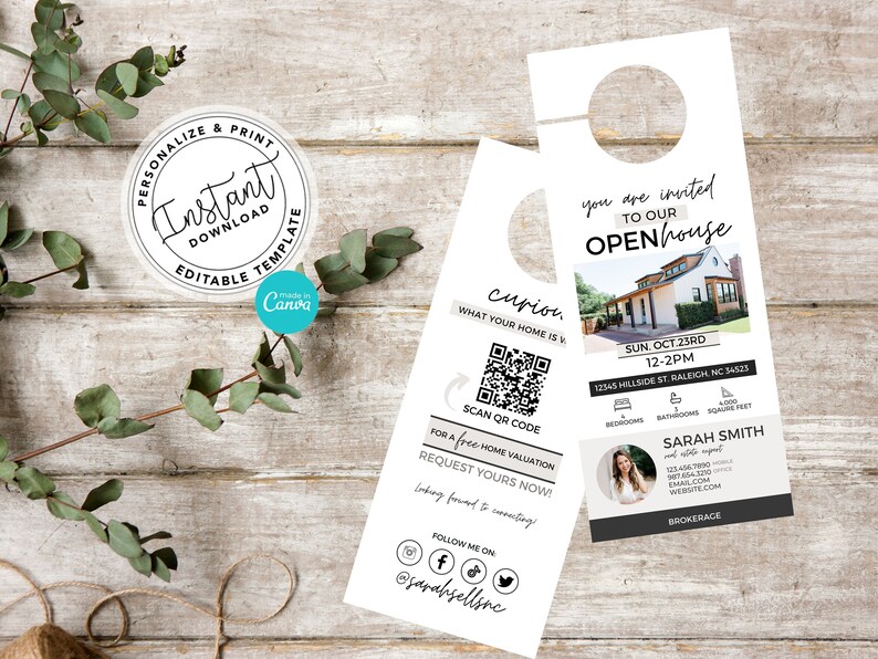Open House Door Hanger, Real Estate Marketing, Open House Invite ...