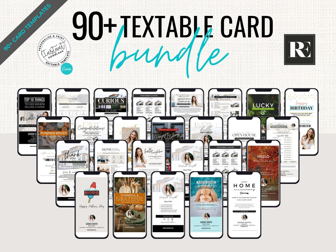 Digital Business Card Bundle, Real Estate Textable Prospecting Card ...
