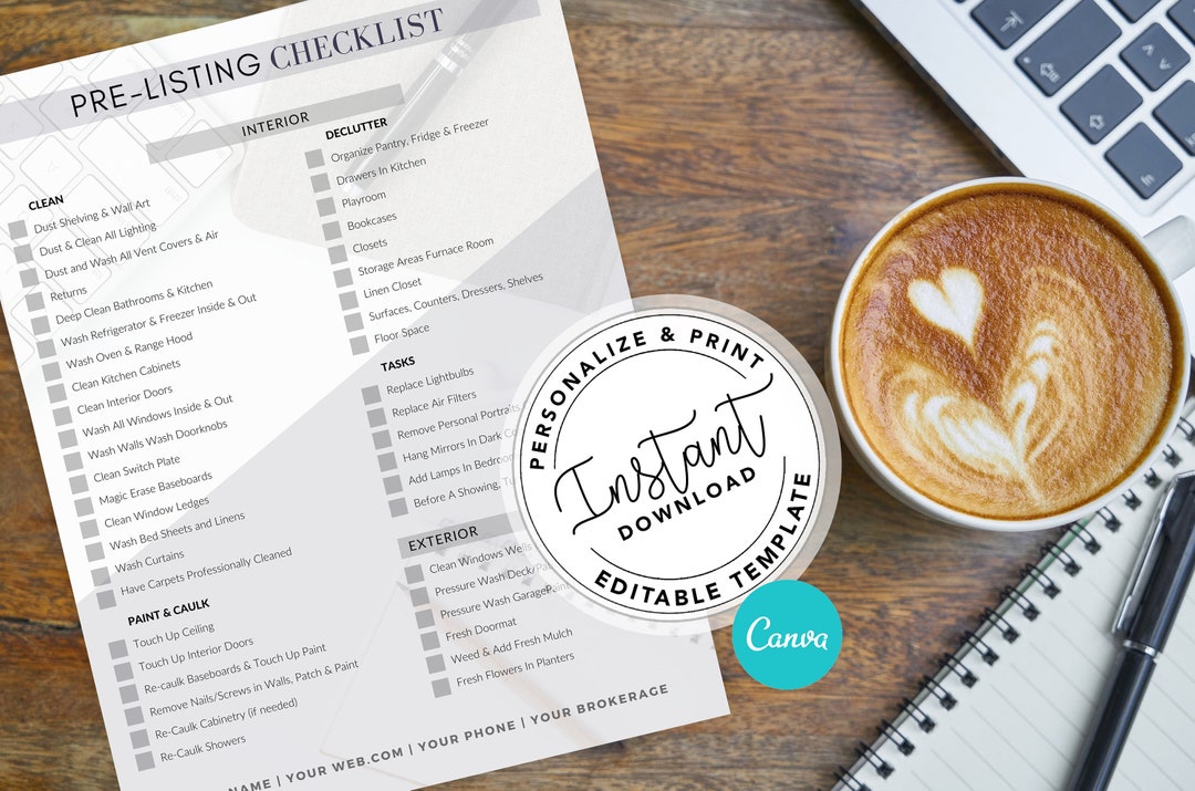 Real Estate Home Selling Checklist | Printable Pre Listing Checklist ...