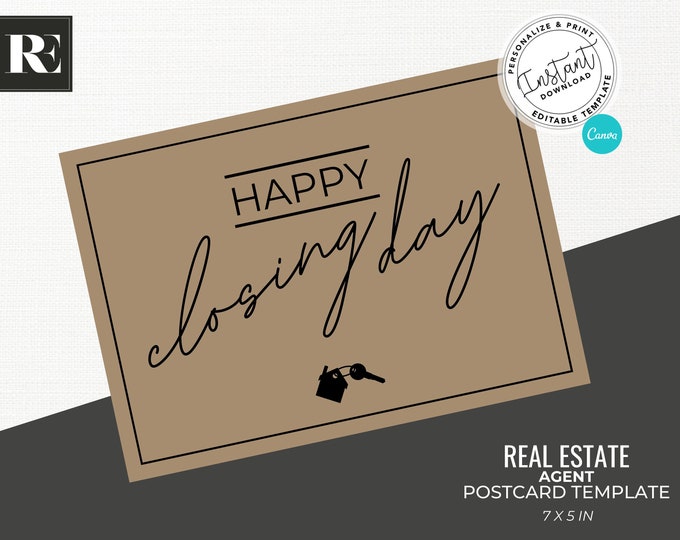 SET of Greeting Cards Happy Closing Day Real Estate Agent Card Home ...
