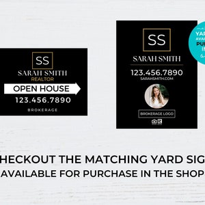 Real Estate Yard Sign, Open House Pointer, Real Estate Marketing, Canva ...