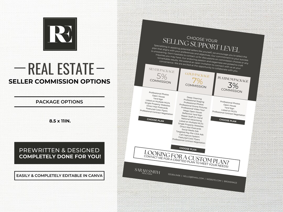 Real Estate Commission Sheet Template, Real Estate Marketing, Listing ...