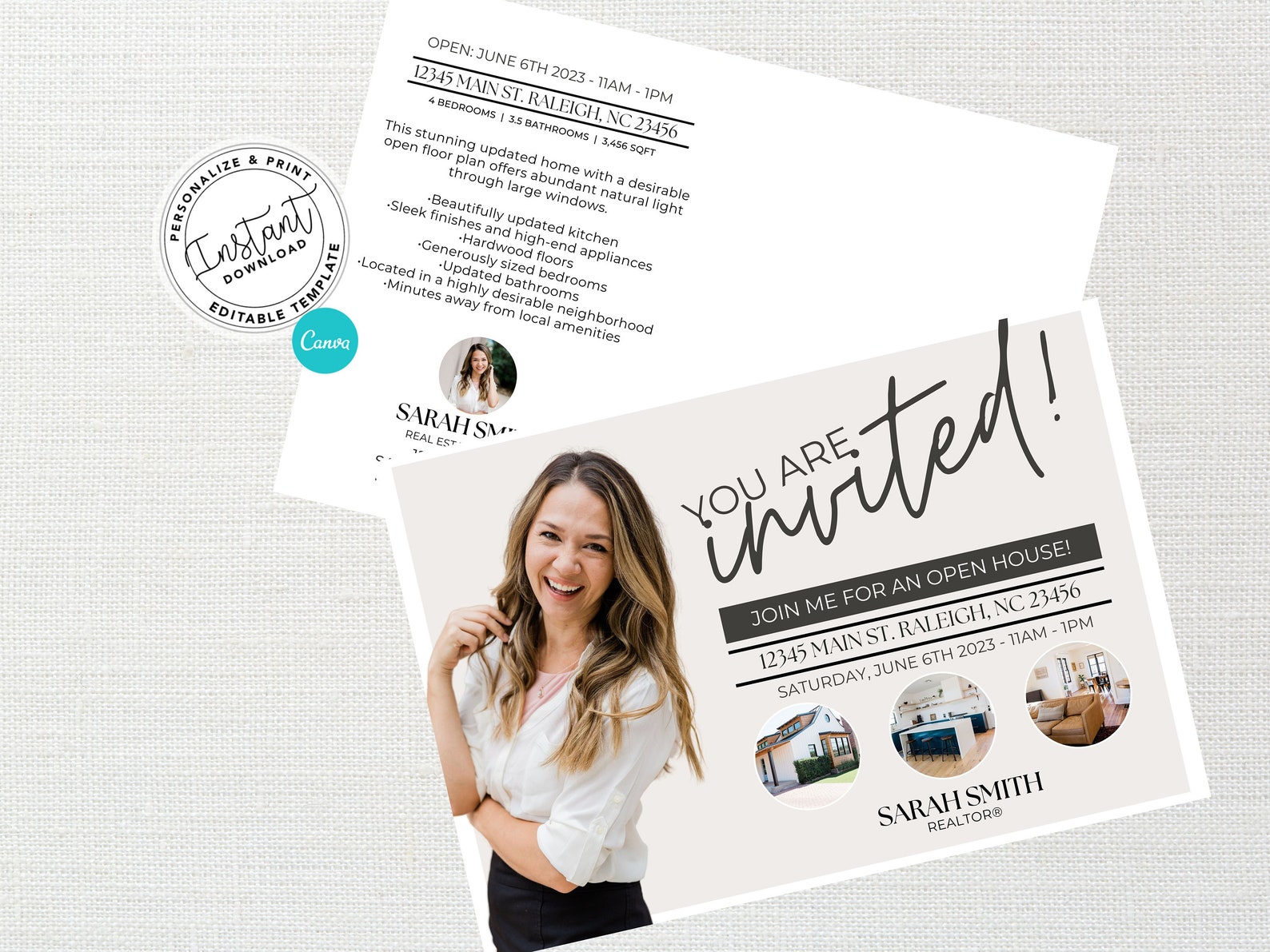 Open House Invite, Real Estate Marketing, Canva Template, Open House ...