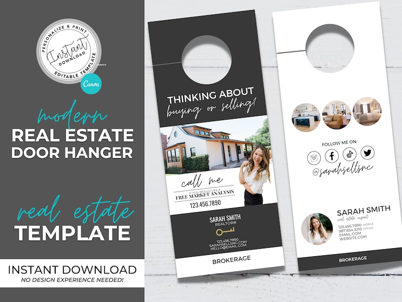 Real Estate Door Hanger, Real Estate Marketing, Door Hanger Tag ...