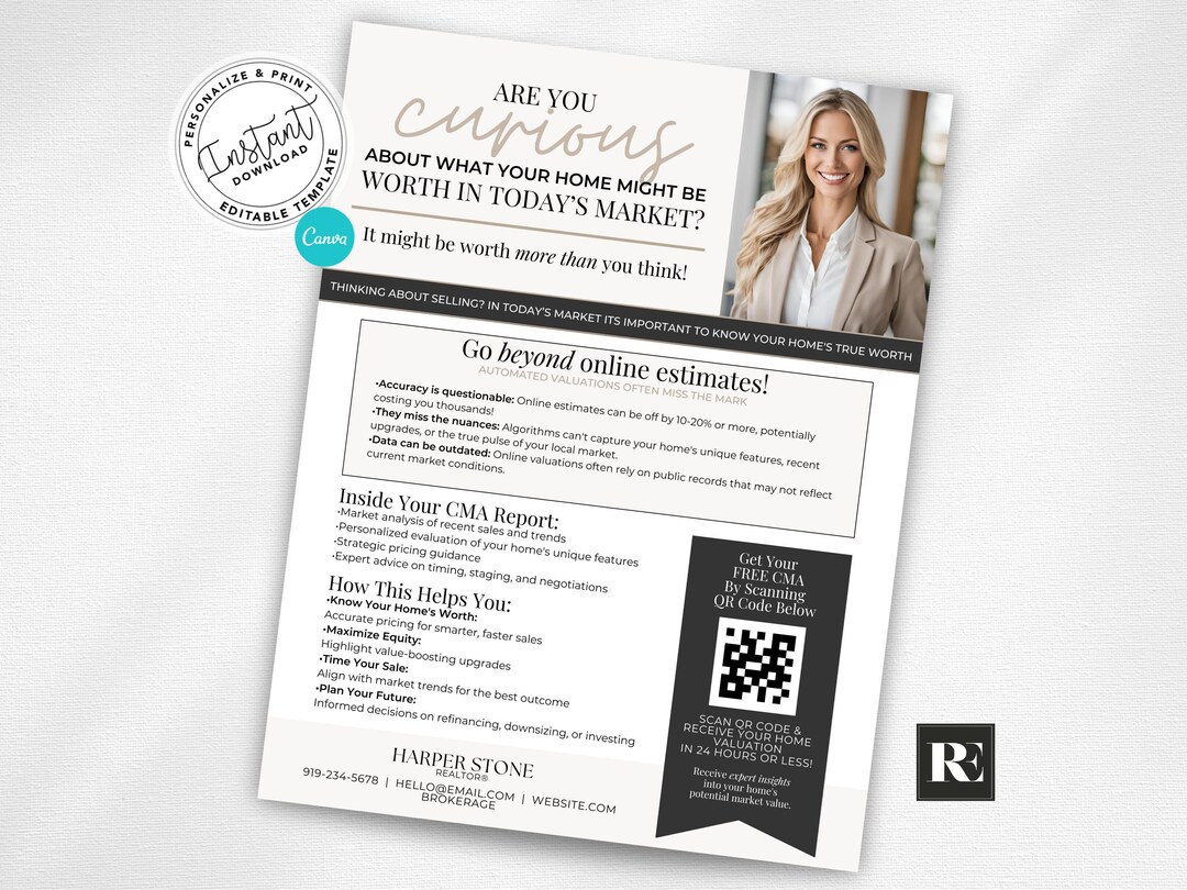 Real Estate CMA Flyer Template: Home Value Marketing (canva Editable ...