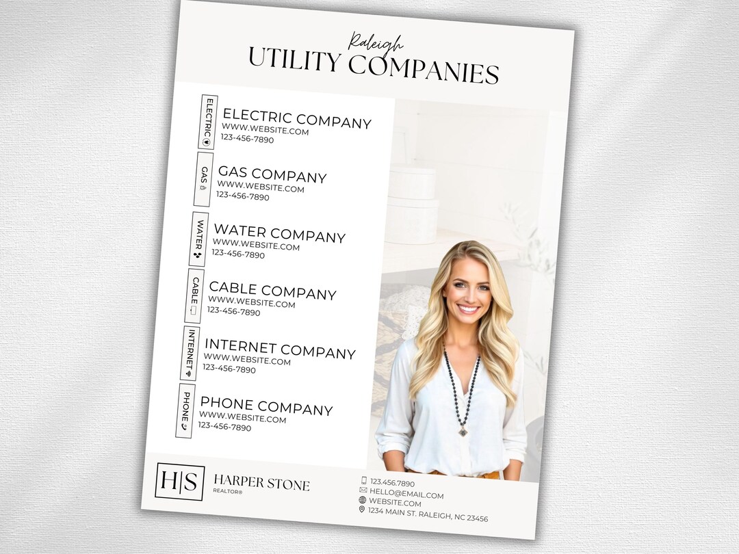 Real Estate Utility Company Flyer Canva Template | Editable Realtor ...