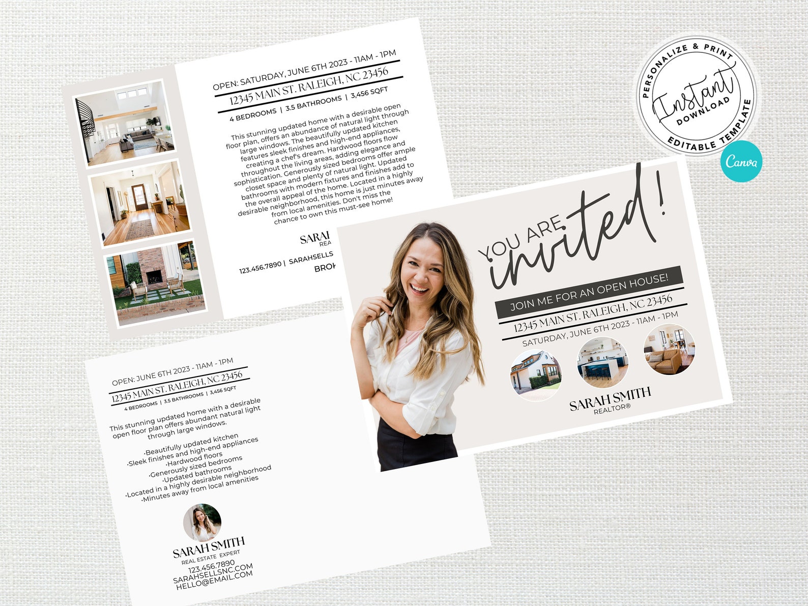 Open House Invite, Real Estate Marketing, Canva Template, Open House ...