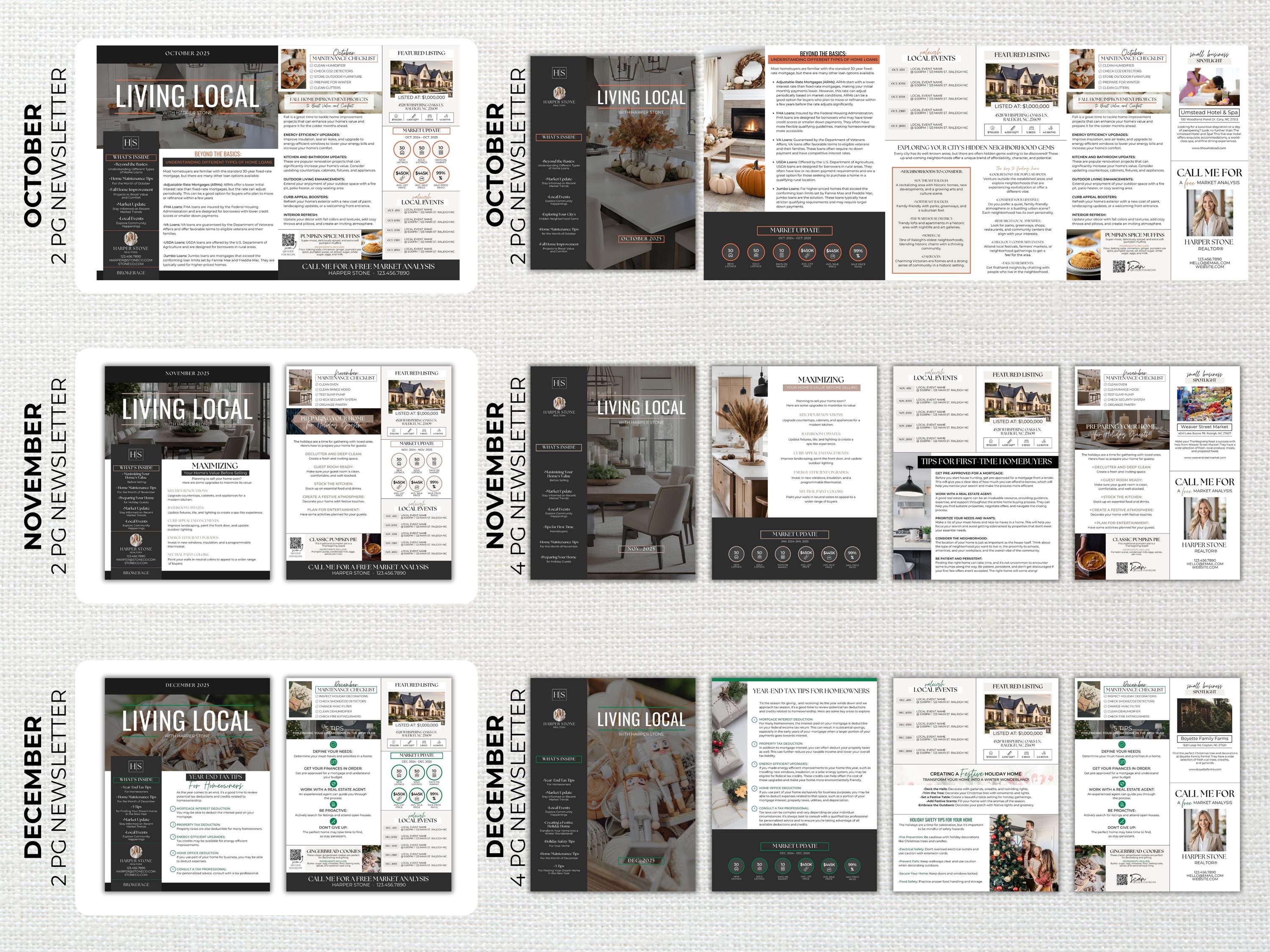 2025 Real Estate Newsletter Template Bundle, Canva Templates Bundle ...
