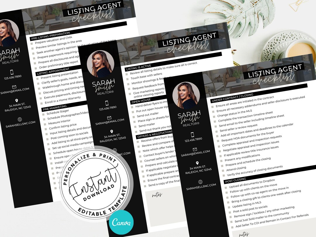 Listing Agent Transaction Checklist Real Estate, Real Estate Marketing ...