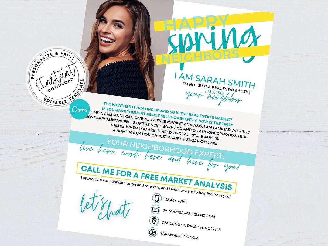 Real Estate Spring Letter, Realtor Hello Neighbor Letter, Farming ...