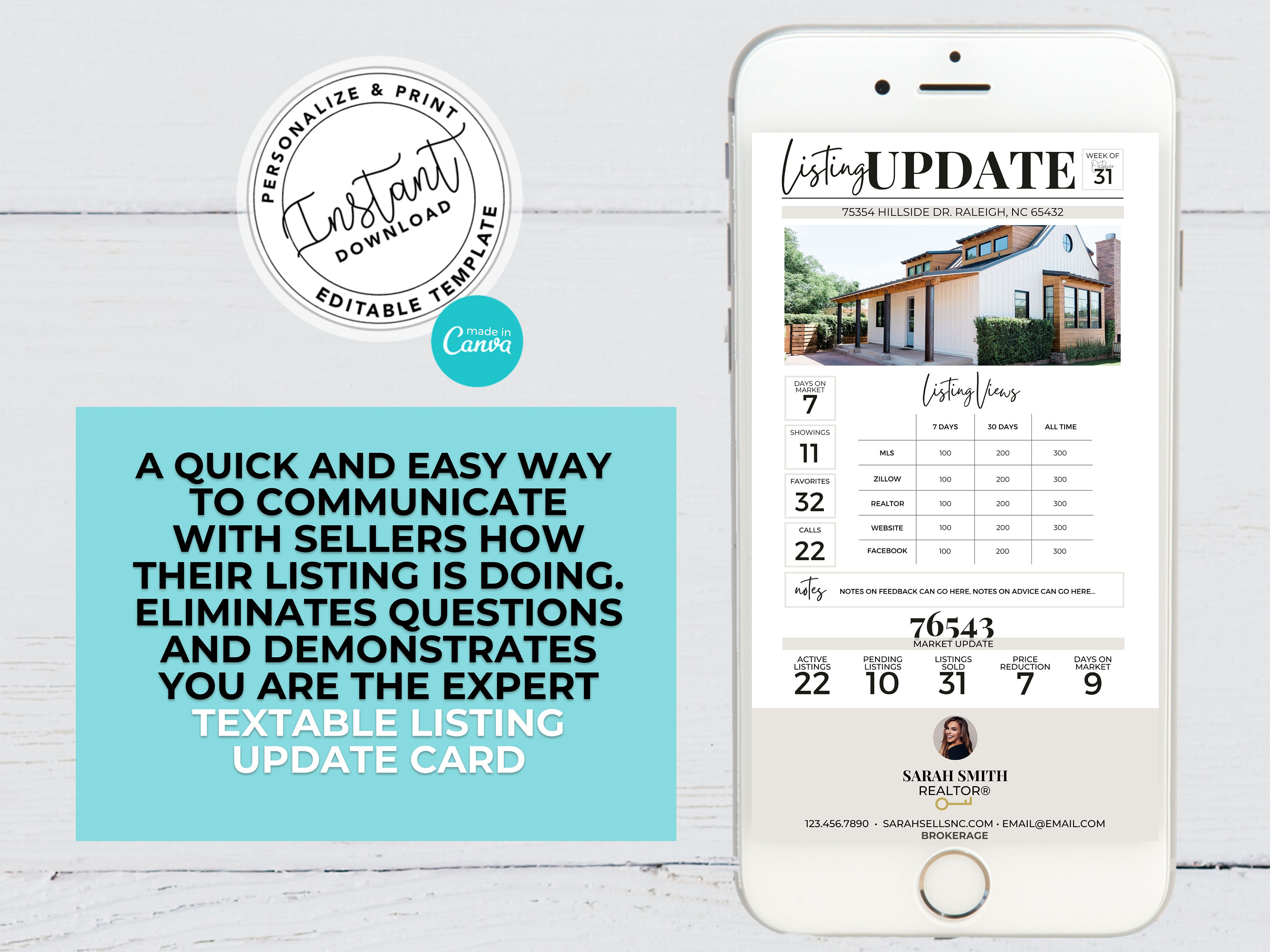 Real Estate Listing Report, Weekly Listing Update, Listing Performance ...