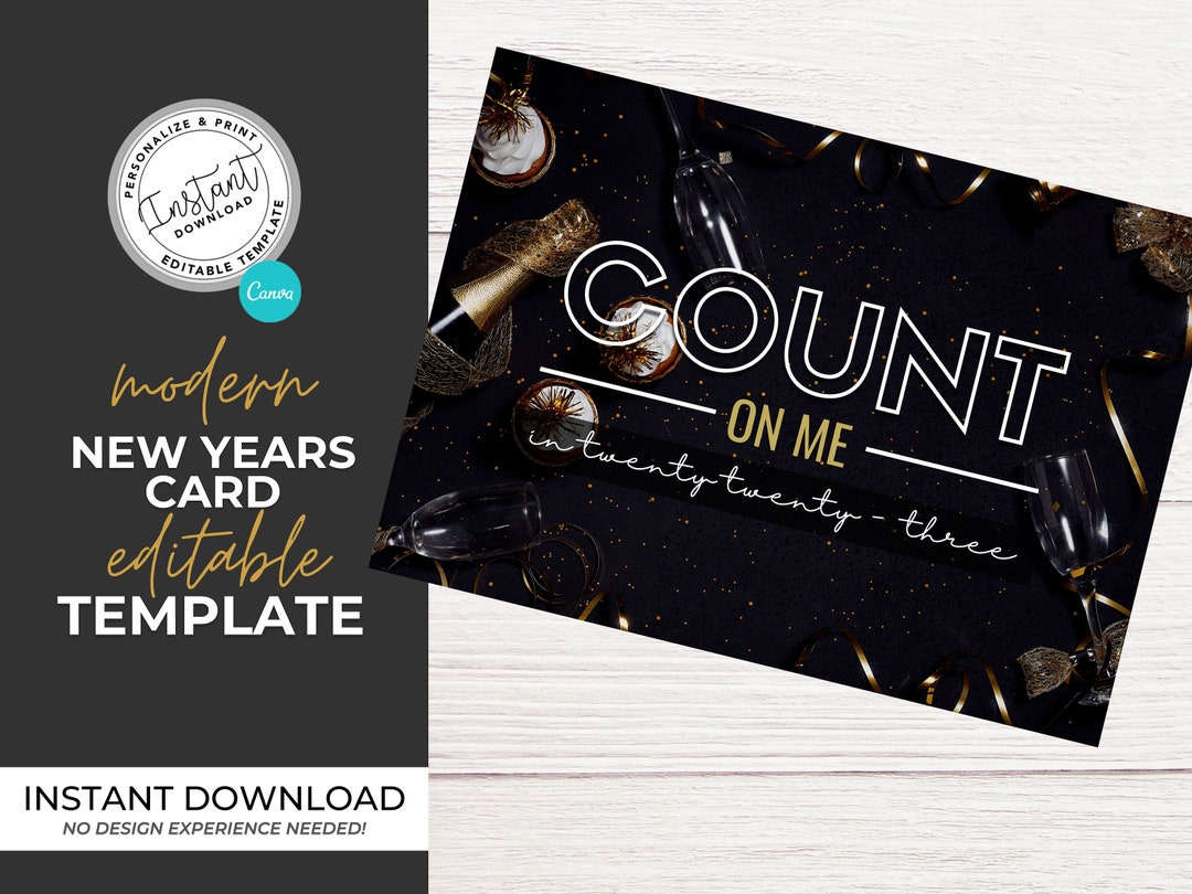 Business New Year Card, Editable New Years Card, Canva New Years Card ...
