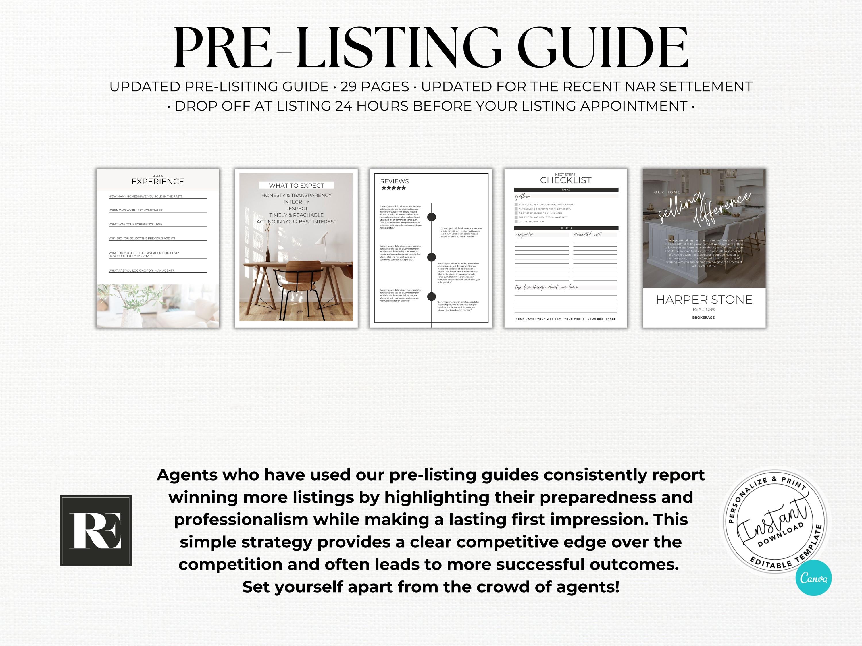 Pre-listing Packet, Modern Agent Guide, Canva Template, Real Estate ...