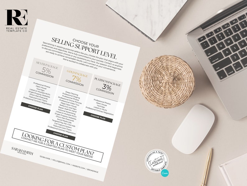 Real Estate Commission Sheet Template, Real Estate Marketing, Listing ...