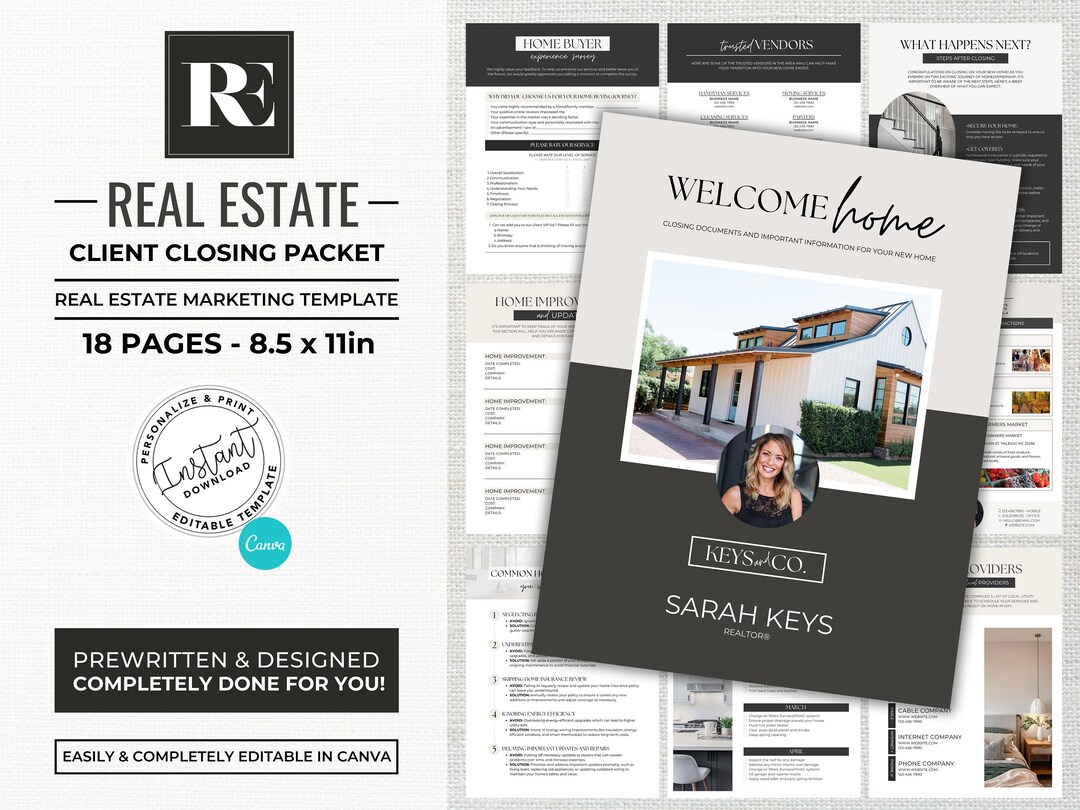 Real Estate Client Closing Guide, New Home Buyer Packet, Real Estate ...