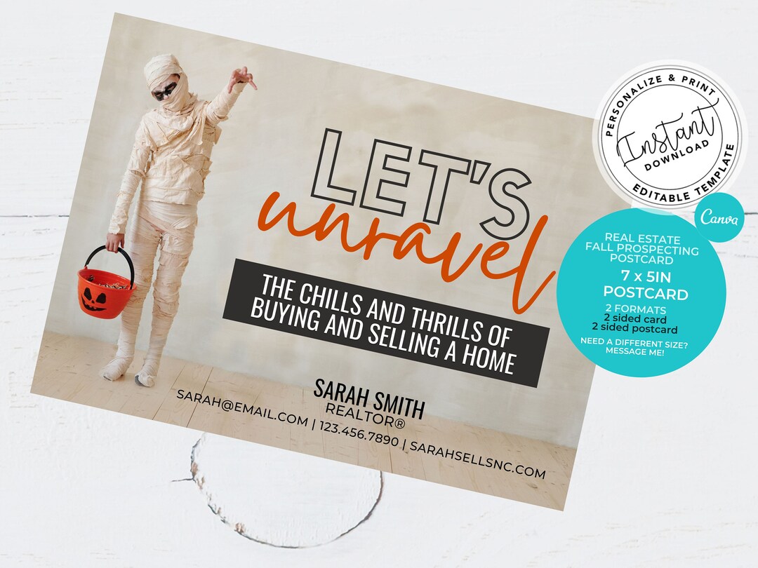 Real Estate Fall Postcard, Real Estate Marketing, Halloween Mailer ...
