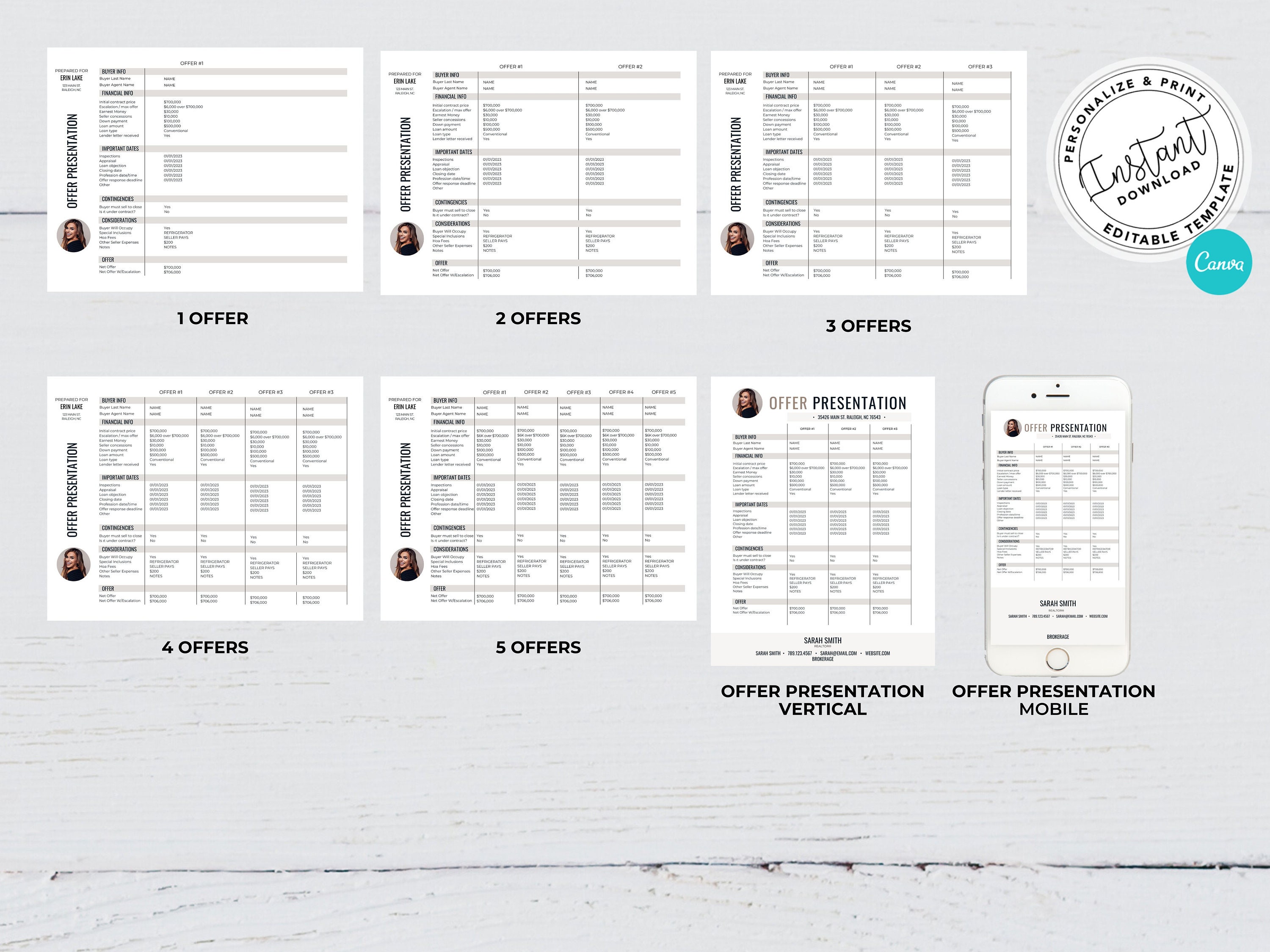 Multiple Offer Presentation Real Estate Marketing Offer - Etsy