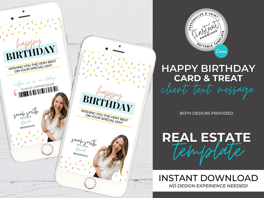 Real Estate Birthday Text Message, Happy Birthday Card, Real Estate ...