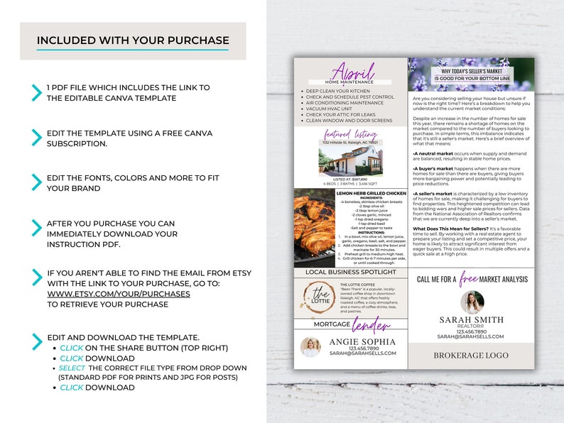 Real Estate Newsletter Template, Real Estate Marketing, Agent ...