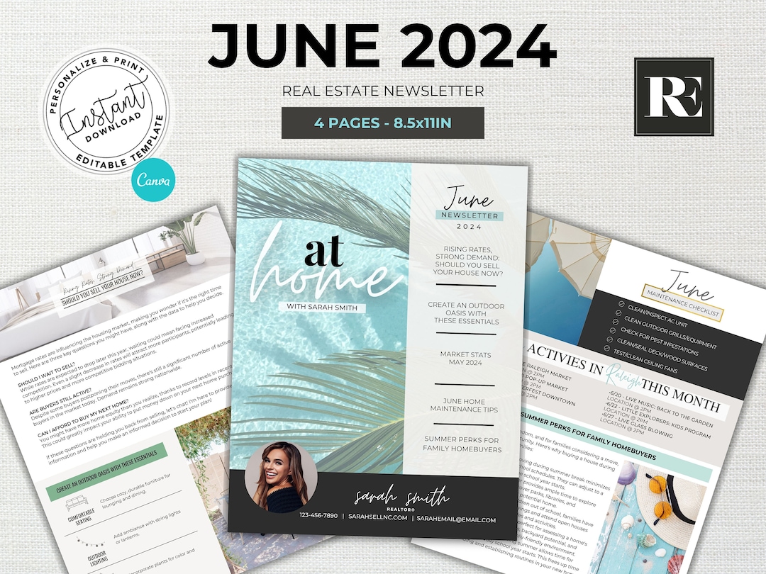 Real Estate June 2024 Newsletter, Realtor Newsletter, Summer Newsletter ...
