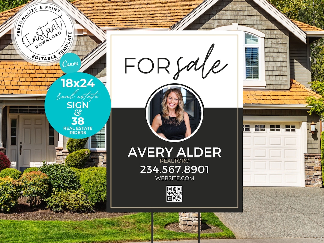 Real Estate Yard Sign, for Sale Yard Sign, Real Estate Marketing, Canva ...