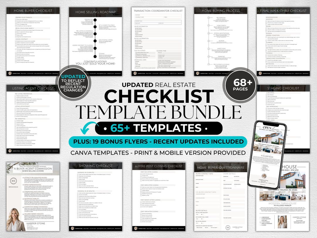 Real Estate Agent Checklist Bundle: Buyer & Seller Templates (canva) - Etsy