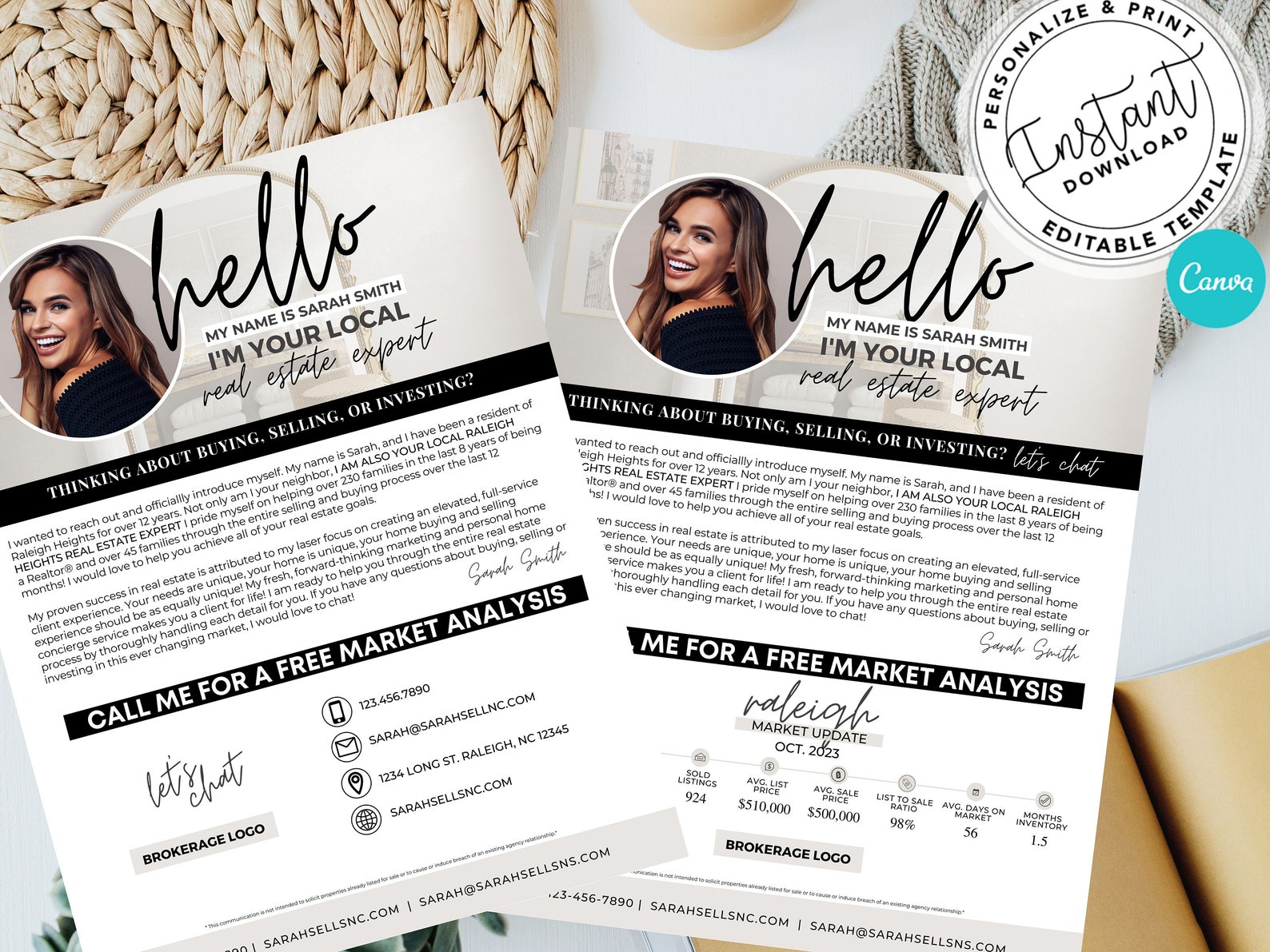 Real Estate Agent Introduction Flyer, Real Estate Marketing, Canva ...