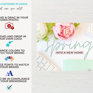 Real Estate Marketing, Real Estate Spring Postcard, Canva Template ...