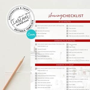 Red Home Showing Checklist, Real Estate Marketing, Open House Prep ...