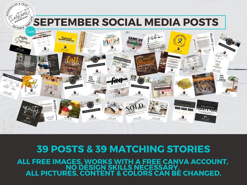 Real Estate September Social Media Post Real Estate - Etsy