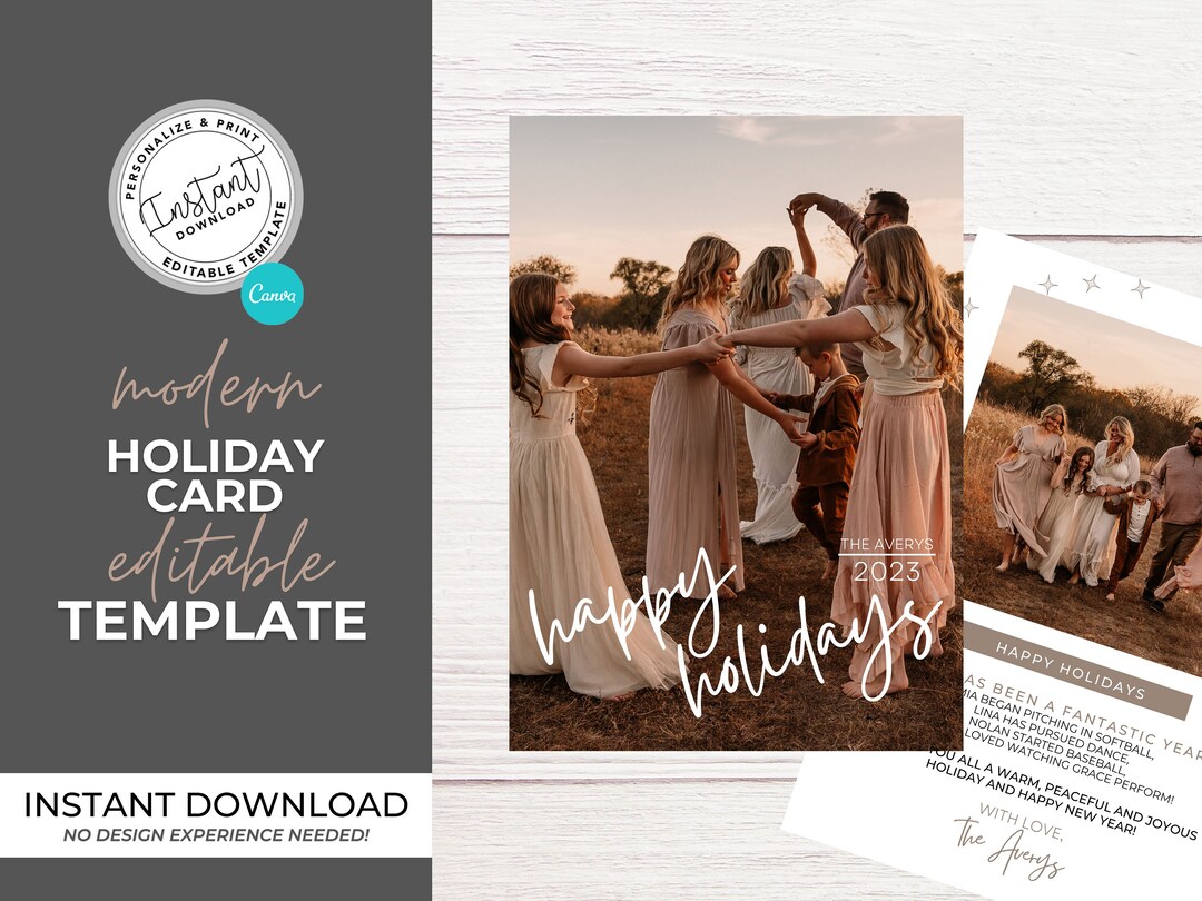 Canva Editable Christmas Card Template, Entrepreneur Holiday Card ...