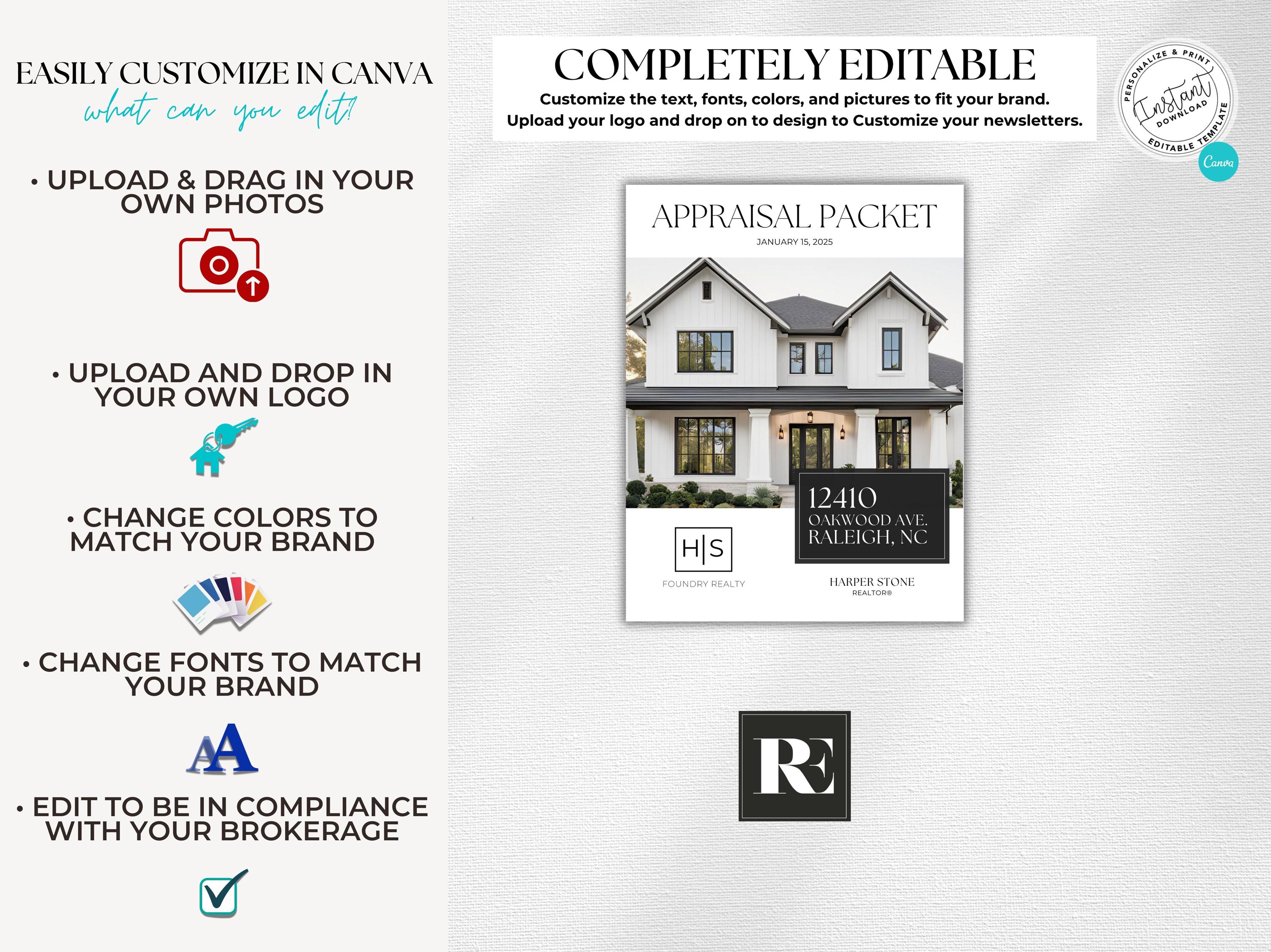Appraisal Packet Template, CMA Canva Template, Real Estate Marketing ...