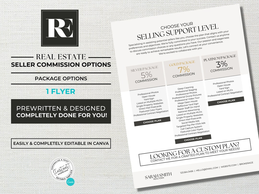 Real Estate Commission Sheet Template, Real Estate Marketing, Listing ...