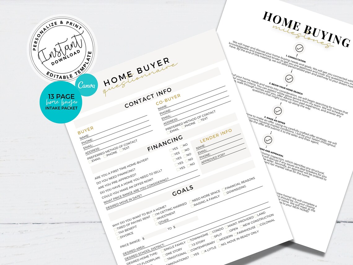 Real Estate Template Client Welcome Packet Home Buyer - Etsy