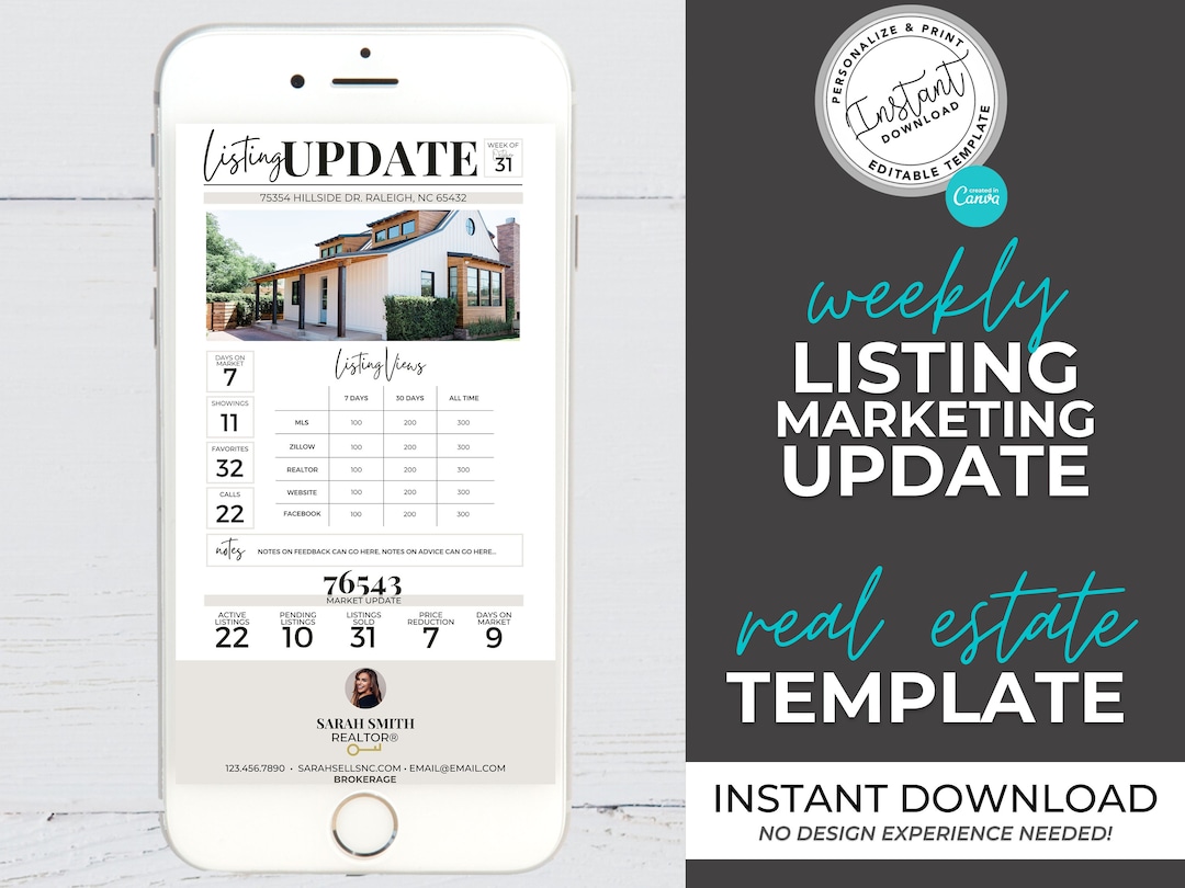 Real Estate Listing Report, Weekly Listing Update, Listing Performance ...