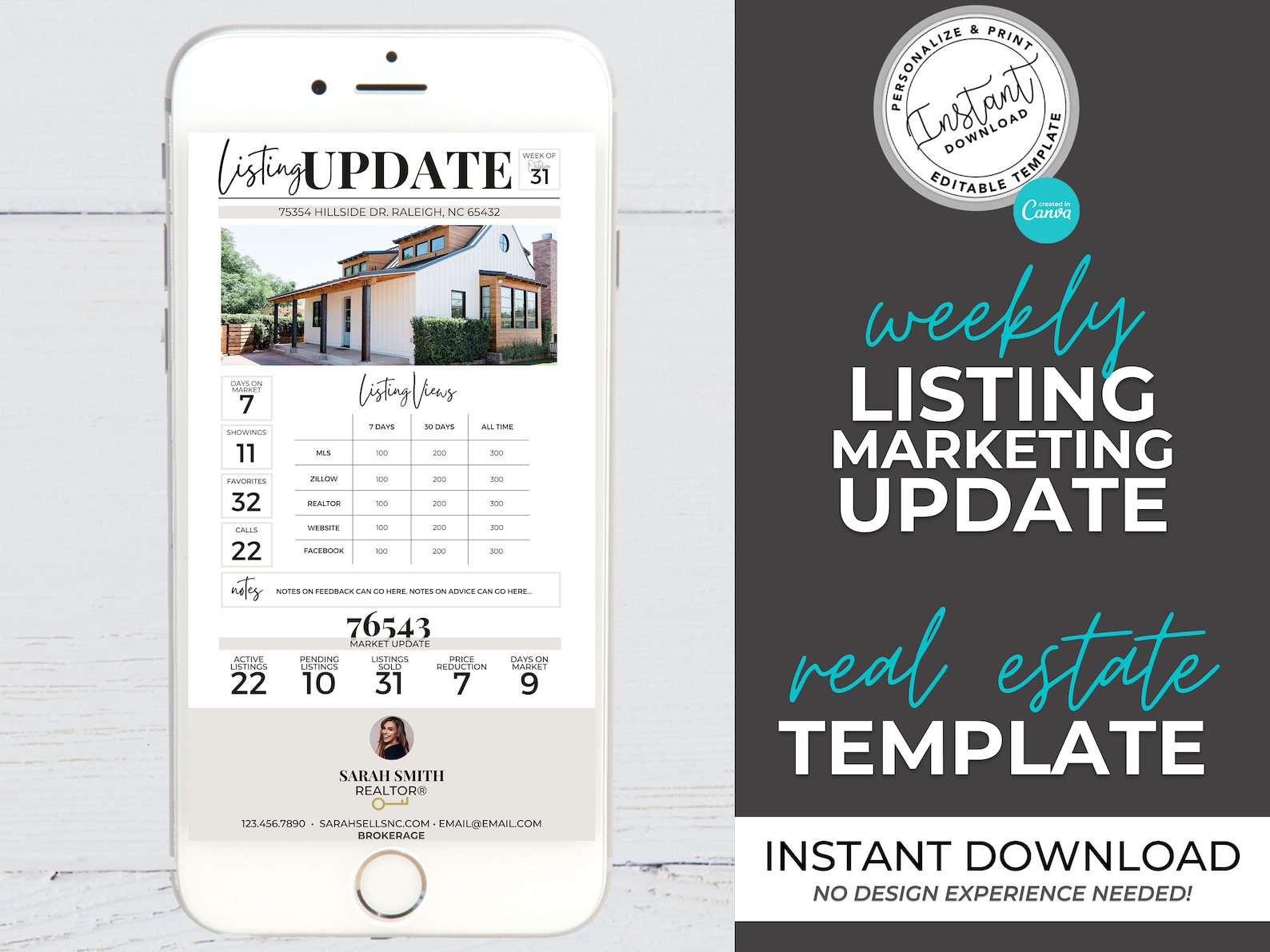 Real Estate Listing Report, Weekly Listing Update, Listing Performance ...