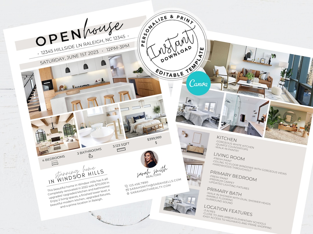 Open House Flyer Template, Real Estate Marketing, Agent Open House ...