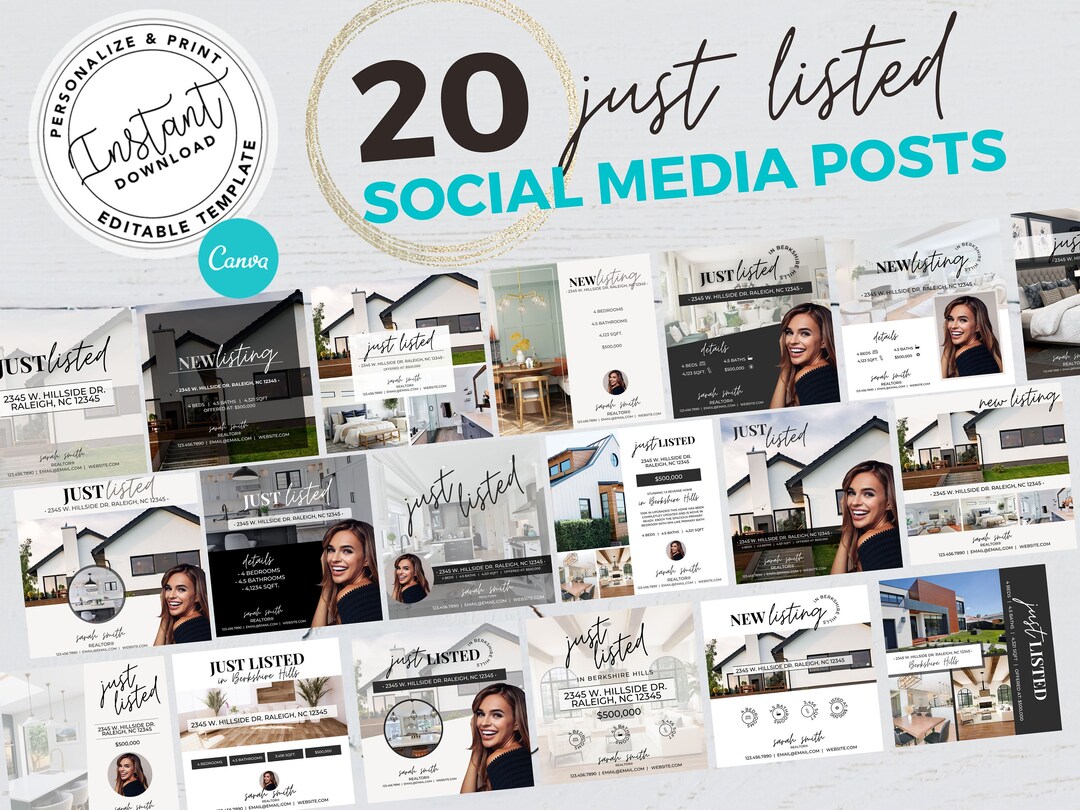 Real Estate Just Listed Social Media Posts, Real Estate Template, Real ...