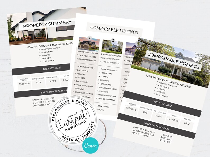 Real Estate Comparable Market Analysis CMA Realtor CMA - Etsy