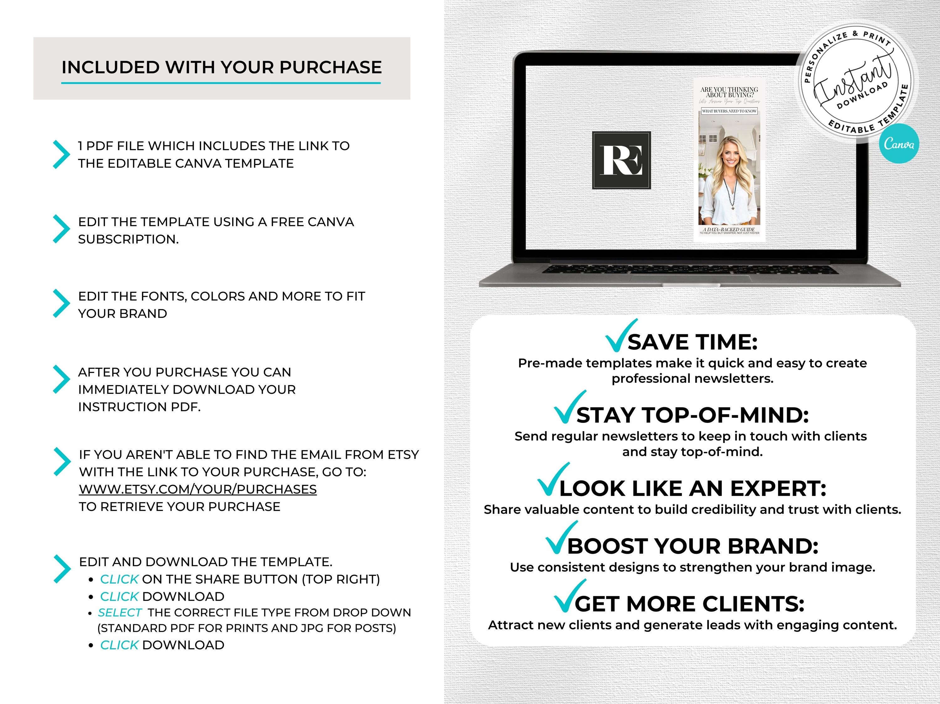 Real Estate Buyer Brochure Template Trifold Canva Marketing Guide ...