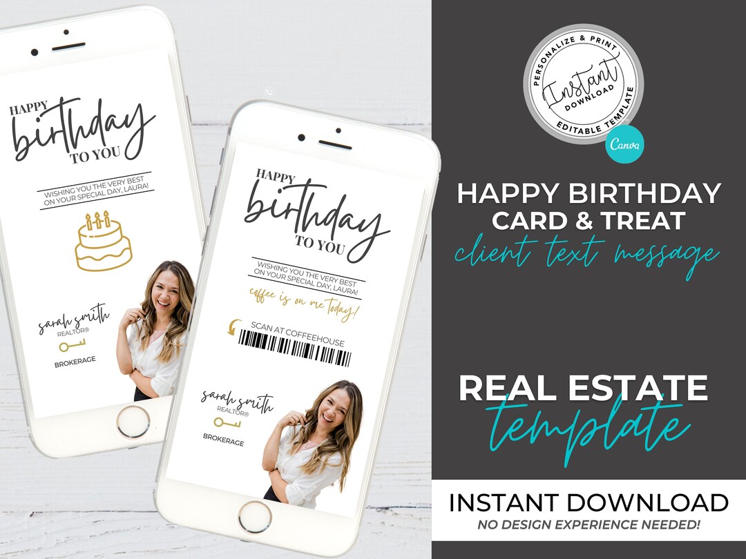 Real Estate Birthday Text Message, Happy Birthday Card, Real Estate ...