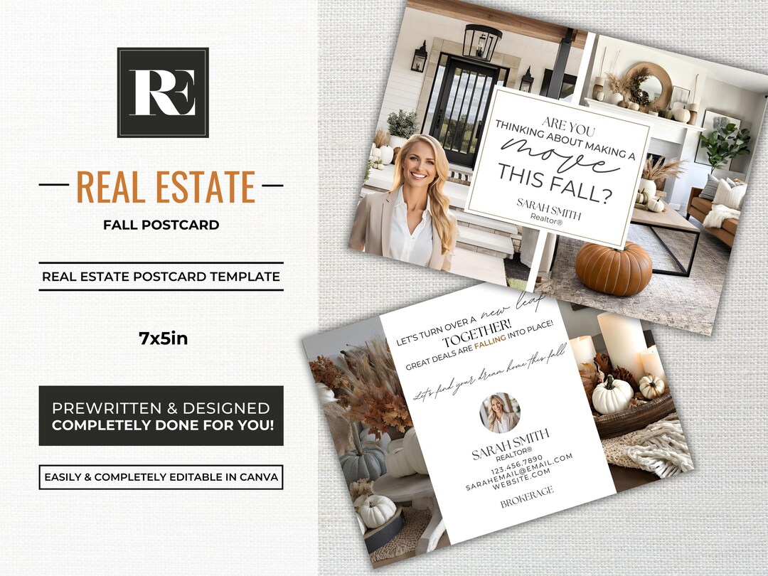 Real Estate Fall Postcard, Pumpkin Spice Real Estate, Real Estate ...