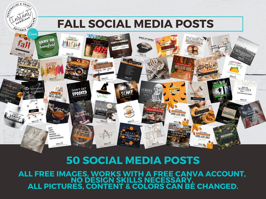 Real Estate Fall Social Media Post Bundle, Real Estate Marketing ...