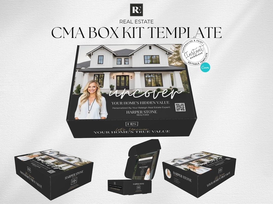 CMA Kit Box Canva Template, Real Estate Marketing, Realtor Canva Box ...