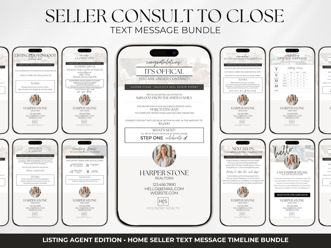 Seller Contract to Close Timeline Text Updates, Canva, Closing ...