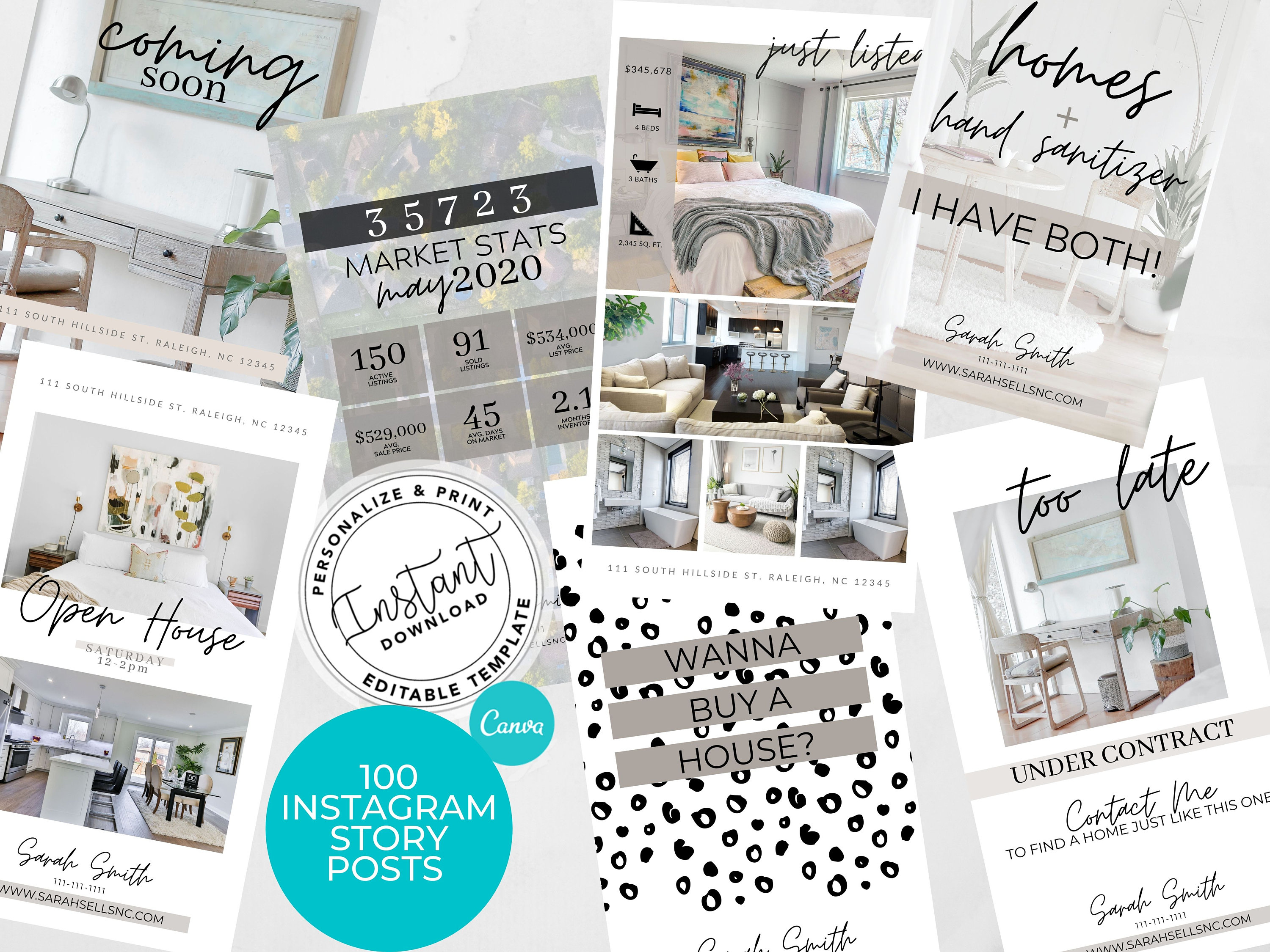 Real Estate Instagram Story Posts, Real Estate Marketing, Instant ...