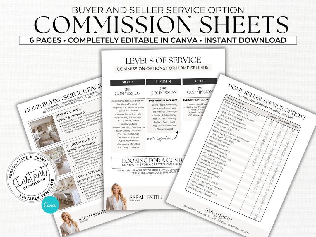 Real Estate Commission Sheet Template: Seller & Buyer (canva Editable ...