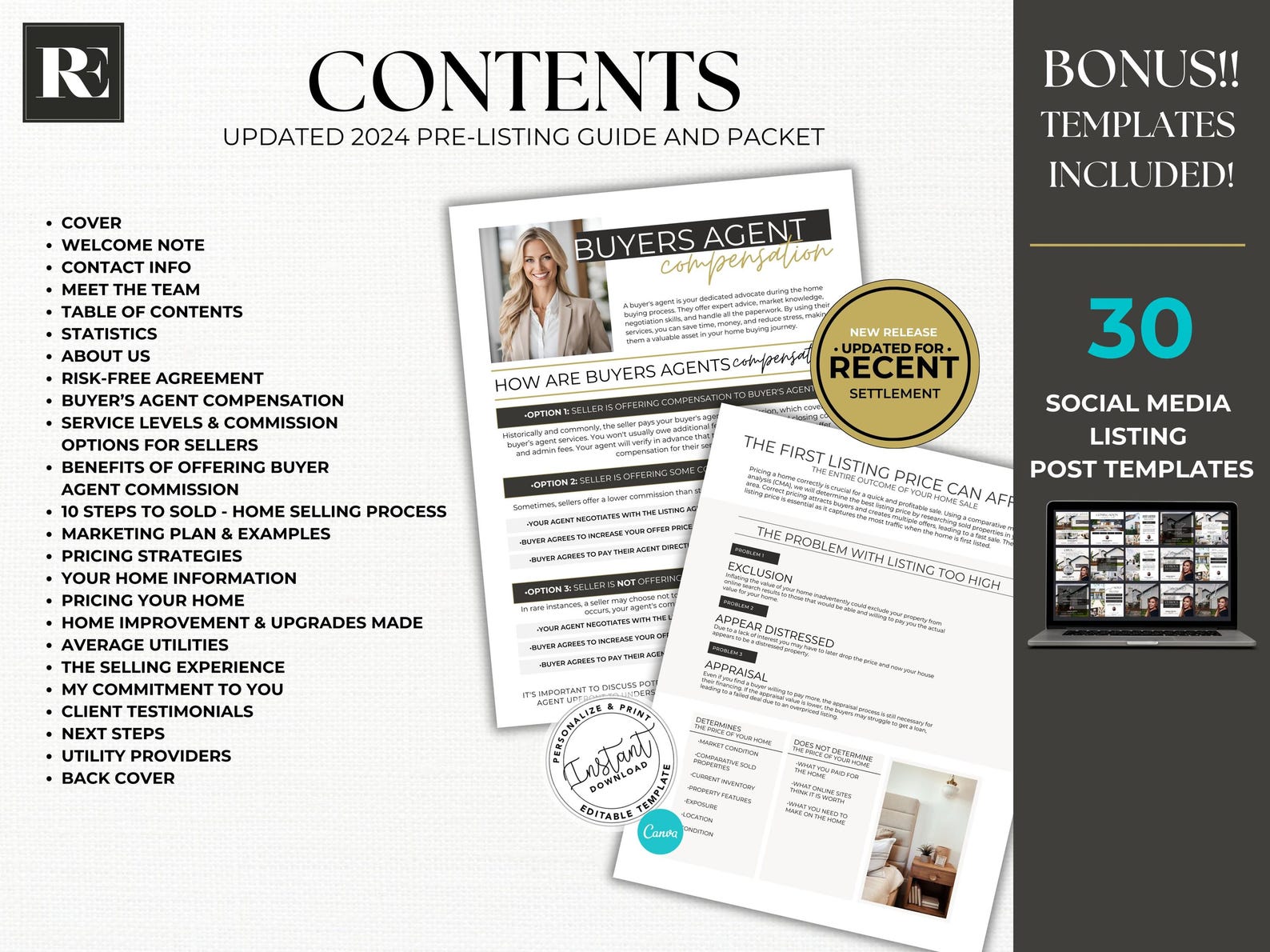 Pre-listing Packet, Modern Agent Guide, Canva Template, Real Estate ...