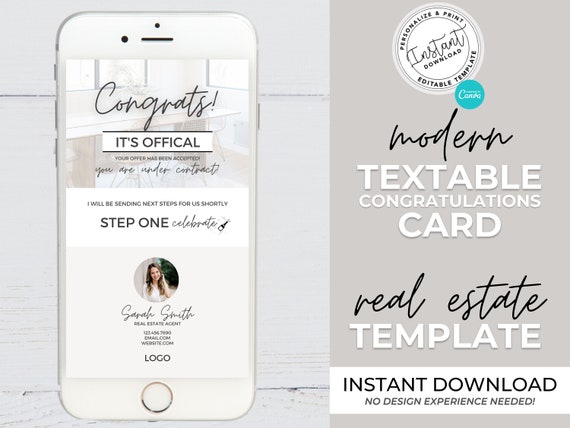 Digital Congrats Under Contract Card Real Estate Marketing - Etsy