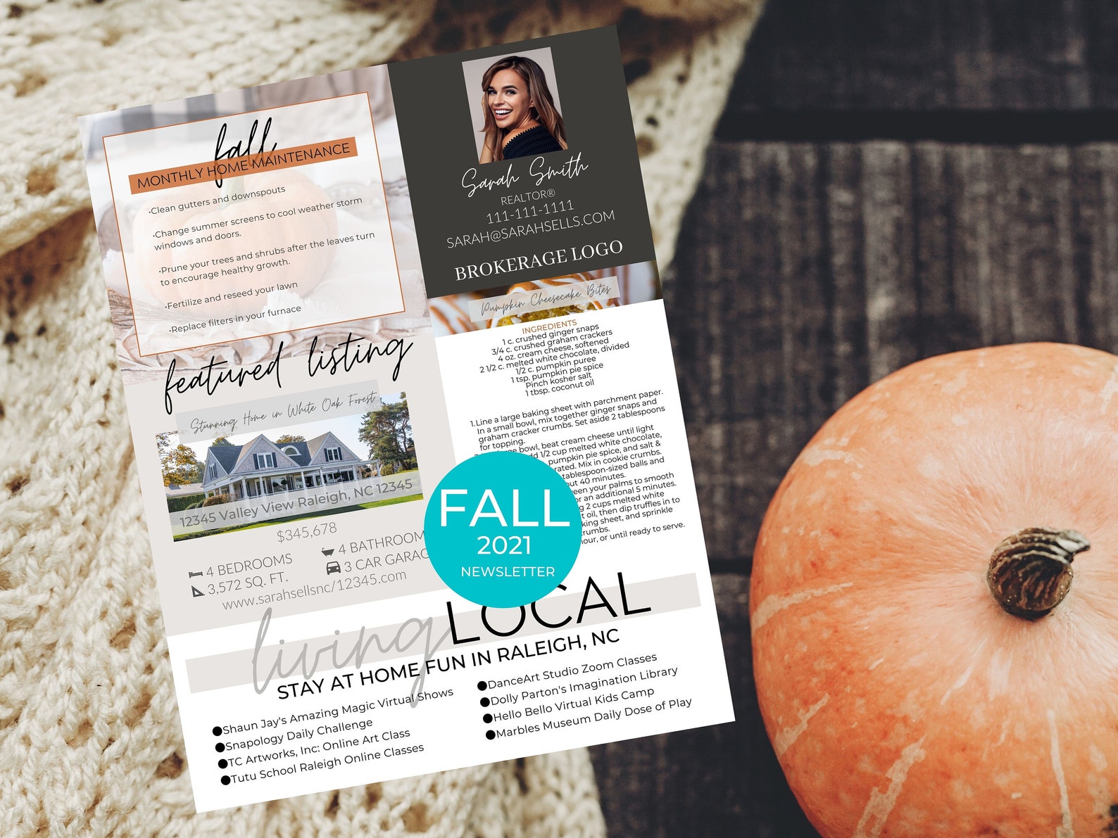 Fall Newsletter for Agents Real Estate Marketing Real Estate - Etsy